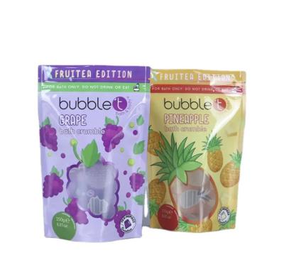 China Custom Printed Stand Up Resealable Ziplock Plastic Packaging Bags With Clear Window For For Body Scrub And Bath Salts Packing for sale