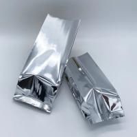 China Glossy Silver Aluminum Foil Laminated Heat Seal Back Sealing Side Gusset Food Packaging Pouch Vacuum Food Tea Coffee Bean Bags for sale