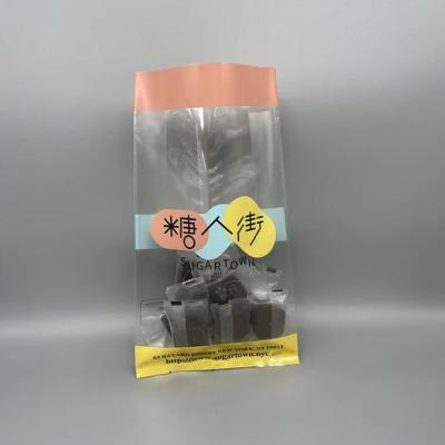 China Custom Back Seal Pouch Clear Side Gusset Quad Seal Stand Up Food Nut Snack Candy Eight Side Seal Transparent Plastic Bag for sale