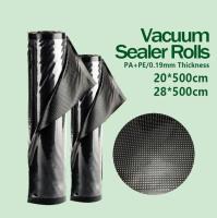 China Commercial Grade Heavy Duty Black And Clear Embossed Vacuum Seal Roll Bags For Food Storage For Sushi And Noodles for sale