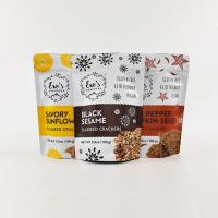 China Custom Printed 100g 250g 500g Stand Up Pouch Flaxseed Crackers Smell Proof Zipper Food Packaging Bags for sale
