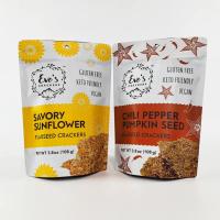 China Custom Printed 100g 250g 500g Stand Up Pouch Flaxseed Crackers Smell Proof Zipper Food Packaging Bags for sale
