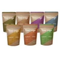 China Doypack Ziplock Brown White Kraft Craft Paper Standing Up Pouches Food Powder Tea Coffee Packaging Zipper Bags for sale