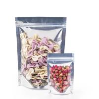 China New Transparent PE Plastic Stand-Up Zipper Bag With Silver Gravure Printing Food Packaging For Sugar And Jelly for sale