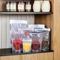 China New Transparent PE Plastic Stand-Up Zipper Bag With Silver Gravure Printing Food Packaging For Sugar And Jelly for sale