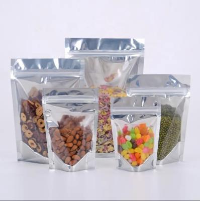 China Glossy Reusable Laminated Aluminum Foil Food Delivery Ziplock Bags Yin Yang Stand Up Pouch With Clear Front for sale