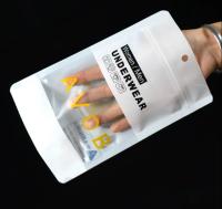 China Custom Resealable Stand Up Pouch Underwear Packaging Zip Lock Mylar Bags With Clear Window for sale