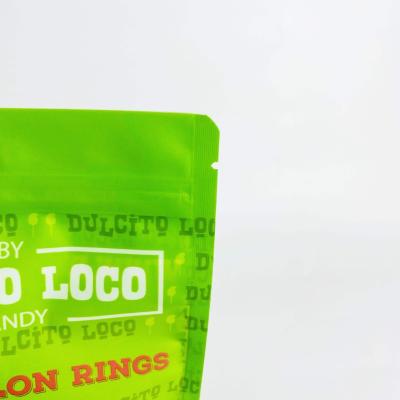 China Vertical Resealable Matte Finished Food Grade Snack Candy Bag With Transparent Window for sale