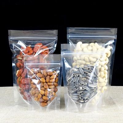 China 100 Pcs Full Clear Stand Up Pouch With Zip Lock Resealable Gift Packaging Bagf For Food Storage for sale