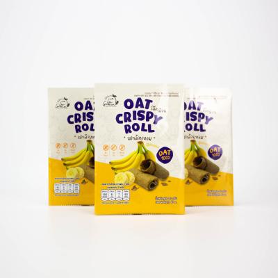 China Customized Digital Printing Thai Snacks Banana Oat Crispy Roll Back Sealed Bag Aluminum Food Packaging for sale