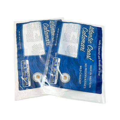 China Custom Printed Logo Hot Seal Bags Three Side Sealed Frozen Food Packaging Plastic Vacuum Bags Meat Packaging With Window for sale