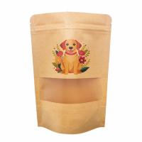 China Eco-Friendly Packaging For Coffee Beans Tea Food Snacks Kraft Paper Clear Stand-Up Resealable Zip Lock Custom Logo for sale