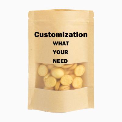 China Eco-Friendly Packaging For Coffee Beans Tea Food Snacks Kraft Paper Clear Stand-Up Resealable Zip Lock Custom Logo for sale