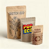 China Custom White Kraft Paper Eco-Friendly Compostable Pla Food Bags Coffee Pouch Stand Up Ziplock Pouch With Biodegradable Zipper for sale