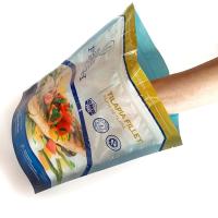 China PET PE White Stand Up Pouch With Window Sea Fresh Food for sale