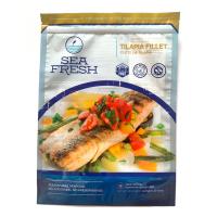 China PET PE White Stand Up Pouch With Window Sea Fresh Food for sale
