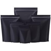 China Food Packaging Zip Lock Stand Up Pouch Bags Matte Black Printed Smell Proof for sale
