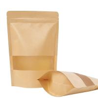 China Beef Jerky Kraft Stand Up Pouches Packing Food Customized Zipper for sale