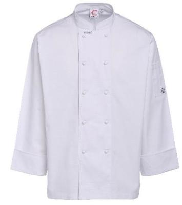 China Stand Up Collar White Chef Coat for sale