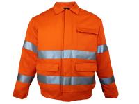China CVC 55% Cotton 45% Polyester 245 GSM Orange Reflective Jacket Three Flap Pockets for sale