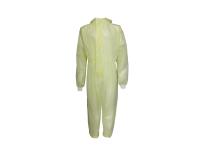 China Yellow XXL PP+PE 58GSM Disposable Protective Clothing Rib Knitted Cuffs & Ankles ,Elastic Band On Waist & Head for sale