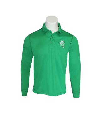 China Green 180gsm Men's Long Sleeve Shirts With Embroidery Lapel Collar for sale