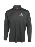 China 180GSM Lapel Collar T-SHIRT & POLO Red Buttons Black Long Sleeve T Shirt for sale
