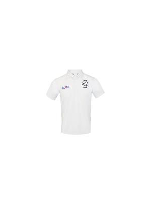 China 100% Polyester Men White Short Sleeve Polo Shirts With Embroidery LOGO for sale