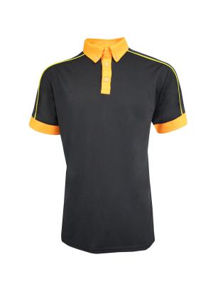 China 180GSM 100% Polyester T-SHIRT & POLO For Men Color Orange Contrast Black for sale