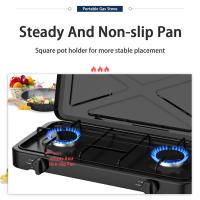 China Aluminum Tabletop 2 Burner Gas Cooktop for Household and Outdoor Camping with 80-120g/hour Consumption for sale