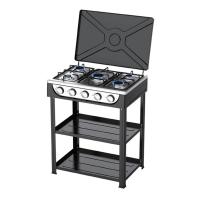 China ECO-GS6015-J 5-Burner Gas Cooker with Tripod Stand, 0.5mm Stainless Steel European Style Furnace for sale