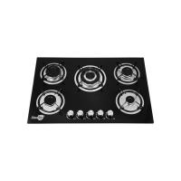 China 7mm Tempered Glass 5-Burner Gas Cooktop 1.5V DC Igniter 760x510mm for sale