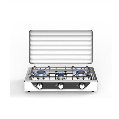China Commercial Three Burner Gas Stove 598x334x90mm Stainless Steel Countertop for sale