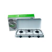 China Three Burner Gas Stove 2.2KW x 2 + 1KW Adjustable Burners Commercial Cooking LPG NG for sale