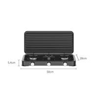 China ECO-GS6003B 3-Plate Gas Stove with 2.2KW x 2 + 1KW Burners, Black Energy Efficient Design for Indoor and Outdoor Cooking for sale