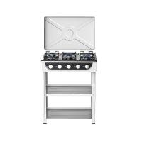 China Free Standing 5 Burner LPG Gas Range Cooker with 0.5mm SS Plate and Iron Lid for Outdoor Use for sale