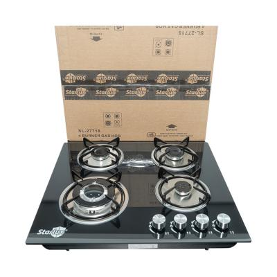 China 4 Burner Gas Cooktop 600x510mm Tempered Glass with Enamel Wire Rack for Commercial Kitchen for sale