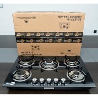 China 7mm Tempered Glass 5-Burner Gas Cooktop 1.5V DC Igniter 760x510mm for sale