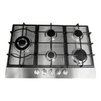 China 5 Burner Stainless Steel Built In Gas Stove 760x510mm LPG Natural Gas Battery Electric Ignition for sale