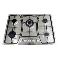 China 5 Burner Stainless Steel Gas Cooktop 760mm Built In Kitchen Stove NG LPG with Metal Knobs for sale