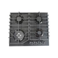 China OEM Built-In 60cm 4-Burner Gas Cooktop with Matte Tempered Glass Surface - 590×510mm Dimensions for sale