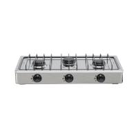 China Stainless Steel 3 Burner Gas Stove 2.2kW Power 0.45mm Thickness with Customizable Options for Home Kitchen for sale