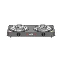 China Custom Logo 2000W Dual Burner Electric Stove Black Brown Portable Safety Cooktop for sale