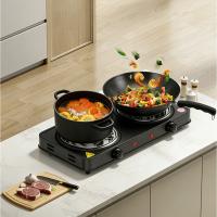 China Custom Logo 2000W Dual Burner Electric Stove Black Brown Portable Safety Cooktop for sale