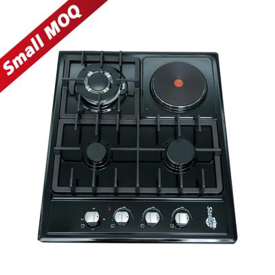China Stainless Steel 4 Burner Gas Cooktop with Electric Hob 590x510mm 220V 50Hz Cast Iron Frame for sale