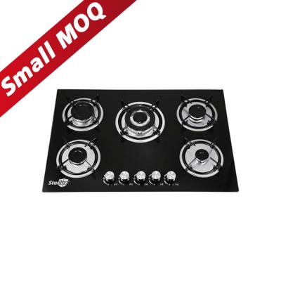 China 7mm Tempered Glass 5-Burner Gas Cooktop 1.5V DC Igniter 760x510mm for sale