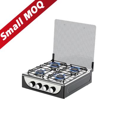 China ECO-GS6024G Luxury Glass Cover 4 Burner Gas Stove with 0.45mm SS Body and 528mm Dimensions for sale