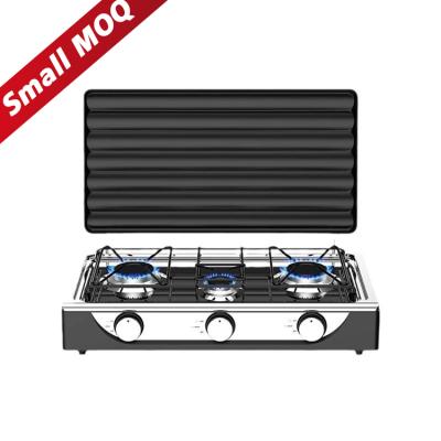 China Stainless Steel 3-Burner Outdoor Stove 598x334mm with Cover - Portable Gas Cooktop for Garage and Camping for sale