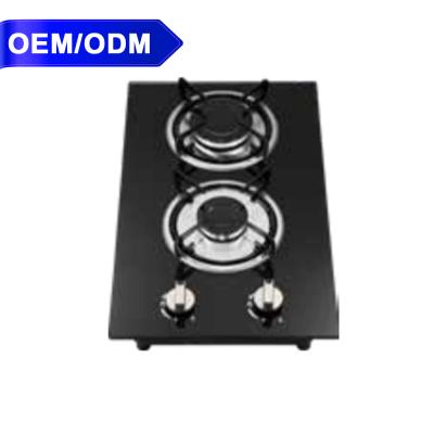 China ECO-GS6202G 6mm Tempered Glass 2-Burner Gas Cooktop 300×510mm LPG/NG Built-In Stove for sale