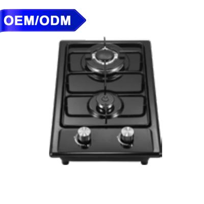 China 6mm Tempered Glass 2 Burner Built-in Gas Cooktop 300×510×120mm with 1.5V/220V Ignition Options for sale